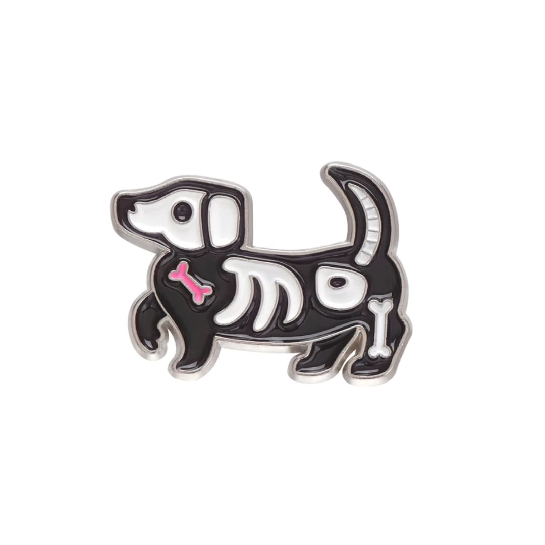 Skeleton Dachshund Pin - PikPoket. Mini Prints, Enamel Pins + More