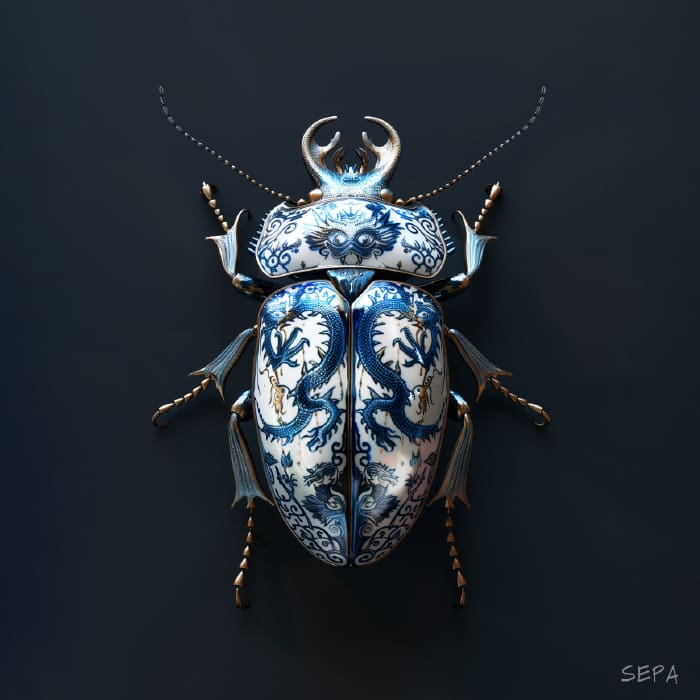 Porcelain Series - Insecta Beetle Print - PikPoket. Mini Prints, Enamel ...