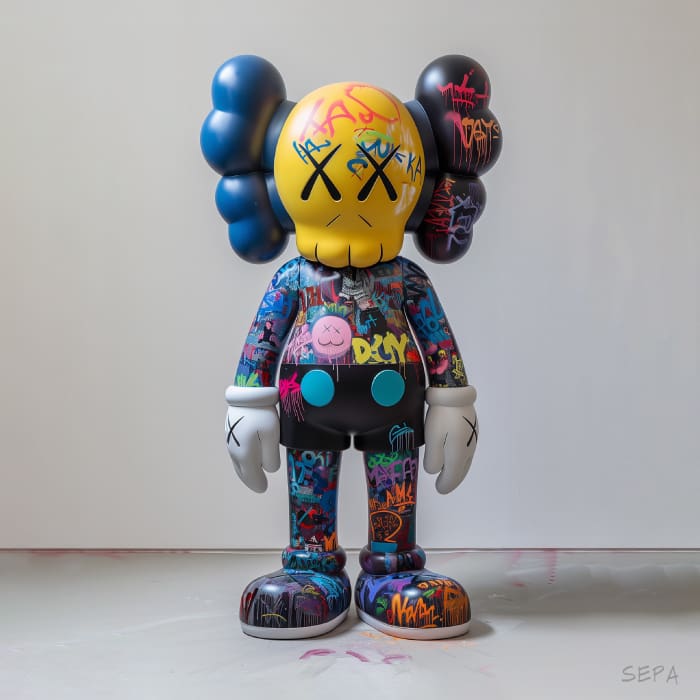 Graffiti Kaws Yellow Face Print - PikPoket. Mini Prints, Enamel Pins + More