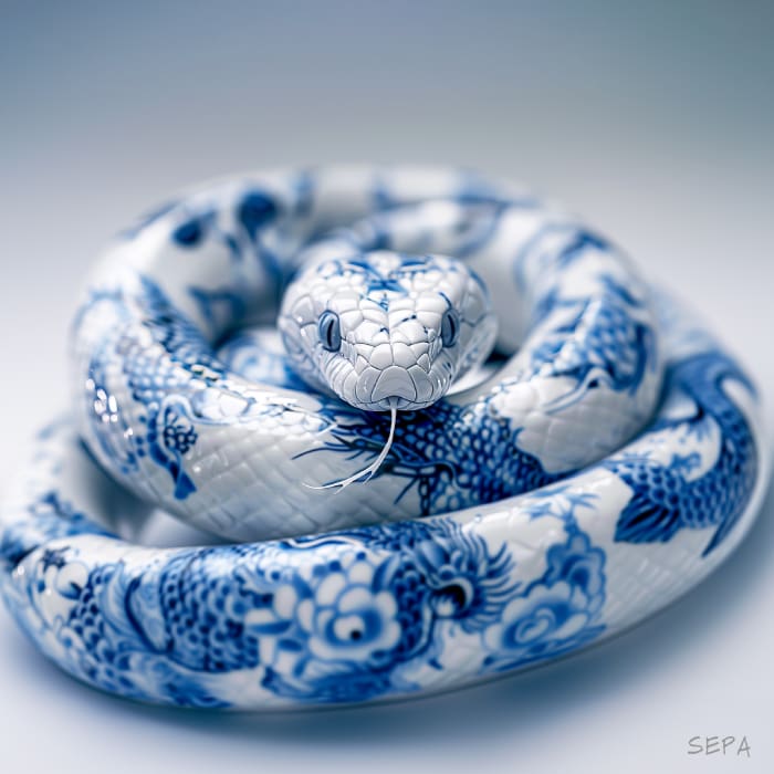 Porcelain Series Snake Print - PikPoket. Mini Prints, Enamel Pins + More